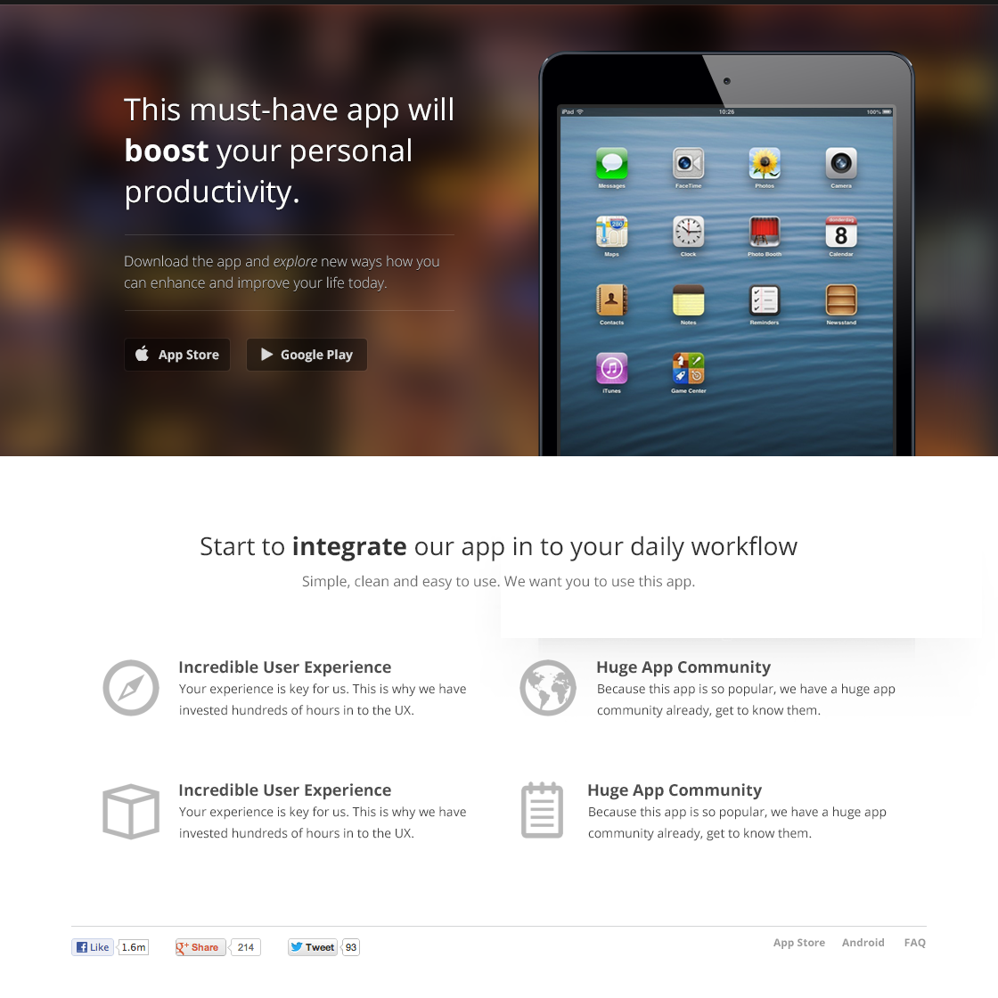 App Landing Page (iPhone, iPad, MBA) ~ Website Templates on Creative Market