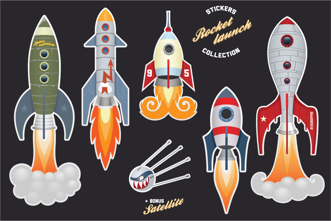 Rocket launch (stickers collection) ~ Objects on Creative Market