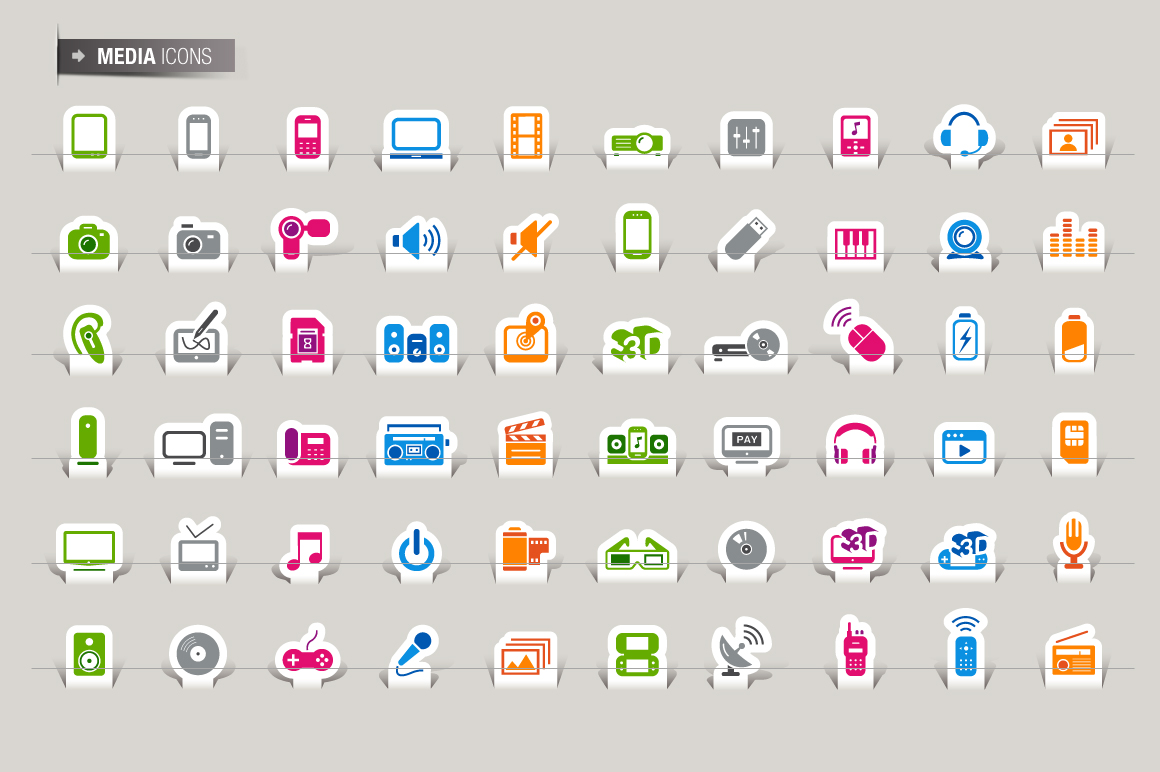 135 Papercut Icons ~ Icons on Creative Market