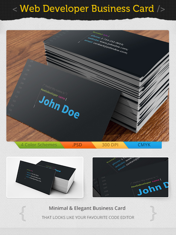 Web Developer Business Card ~ Business Card Templates on Creative Market