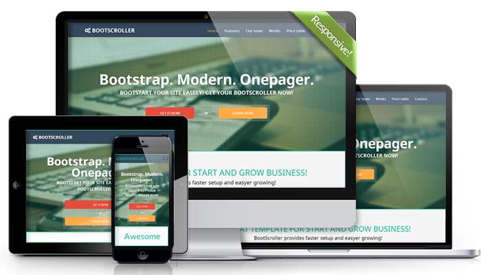 BootScroller one page Bootstrap resp ~ Website Templates on Creative Market