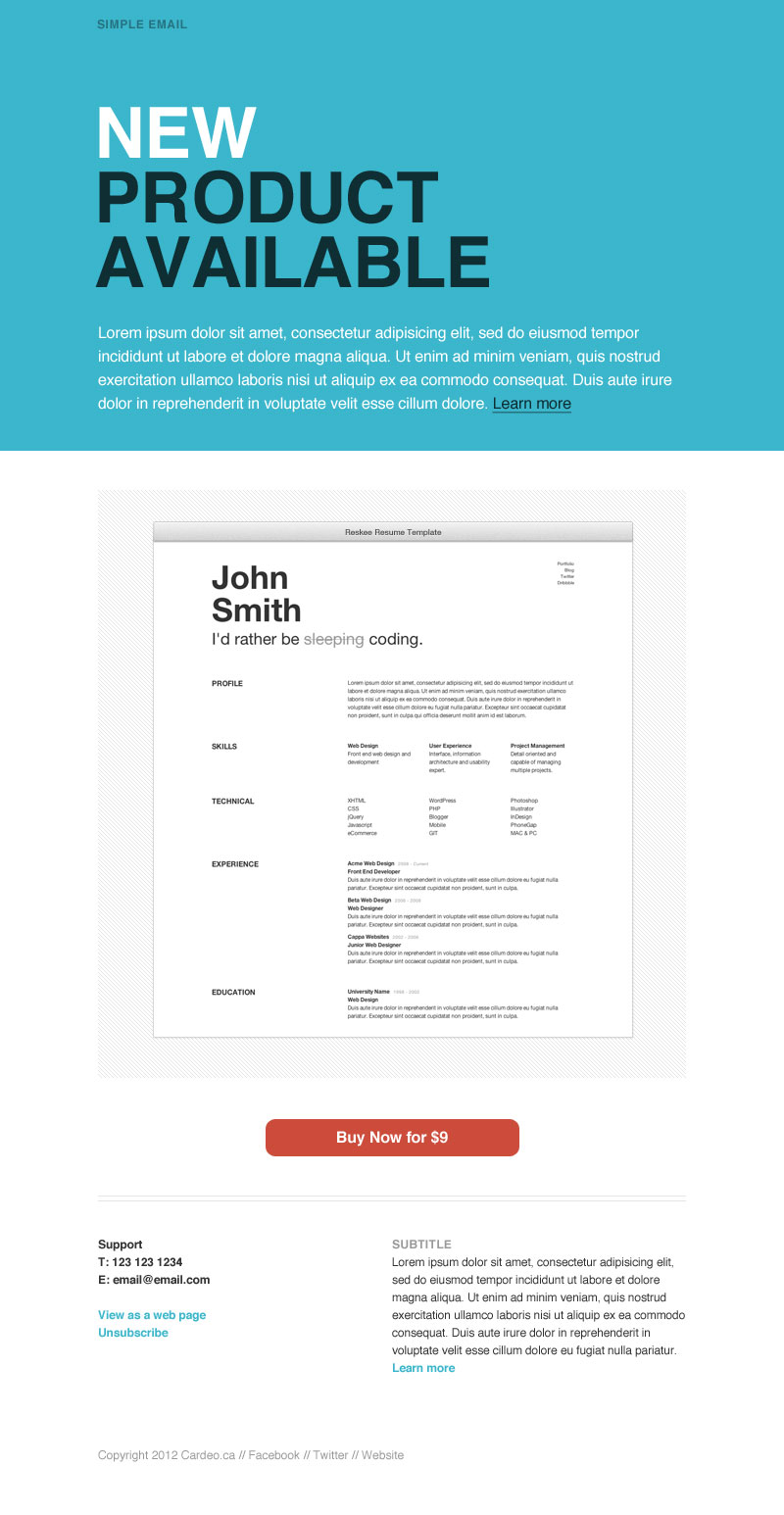 Simple HTML Email Template ~ Website Templates on Creative Market