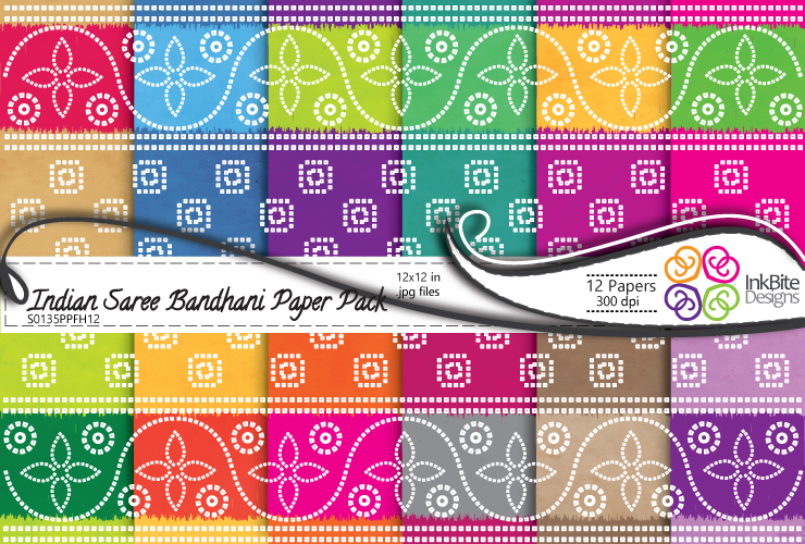 Indian Sari Paper Pack - Bandhani ~ Patterns on Creative Market