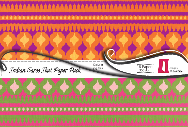 Indian Sari Paper Pack - Ikat ~ Patterns on Creative Market