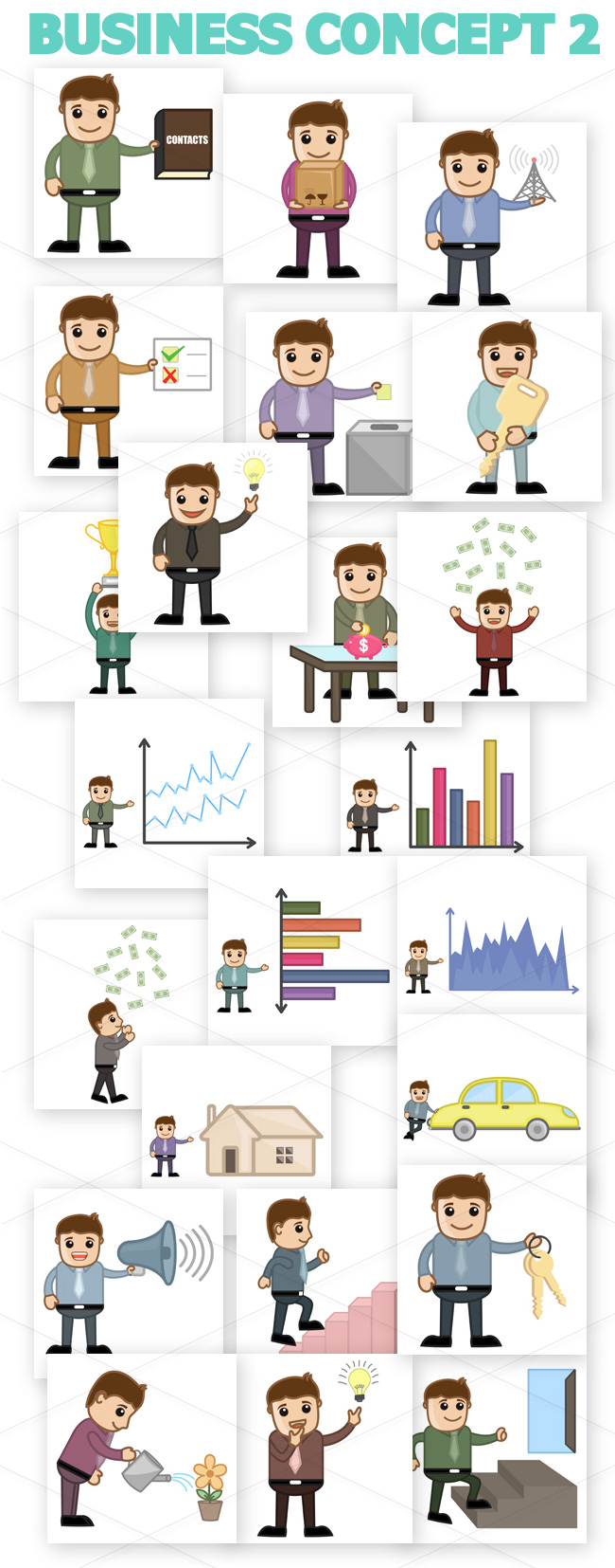 30+ Business Cartoons Concepts 2 ~ Illustrations on Creative Market