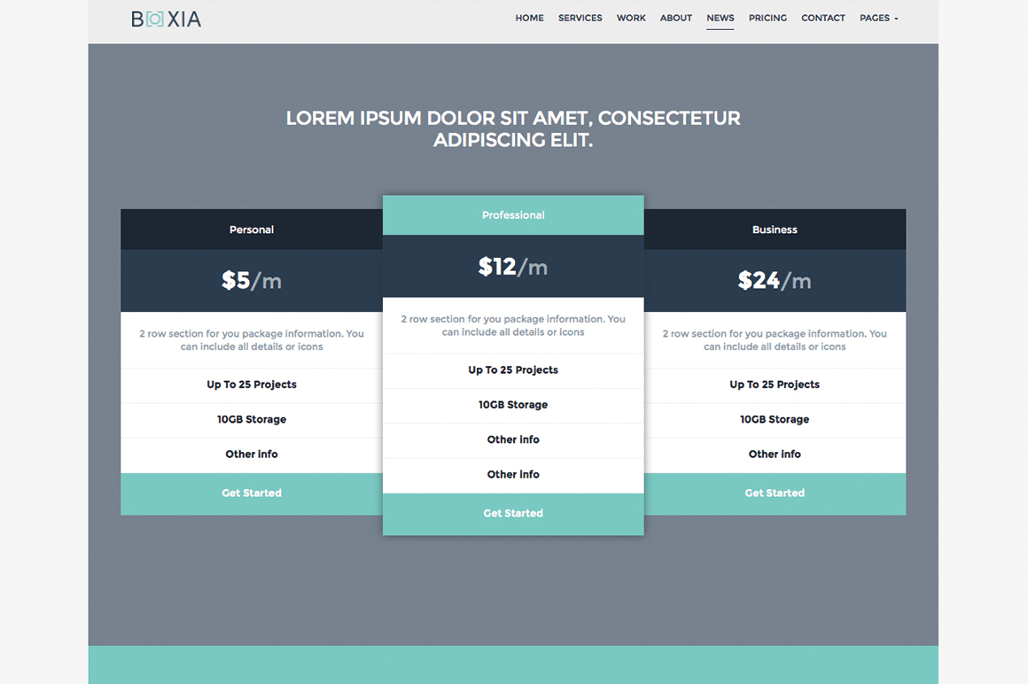 Boxia - One Page Theme ~ Bootstrap Themes on Creative Market