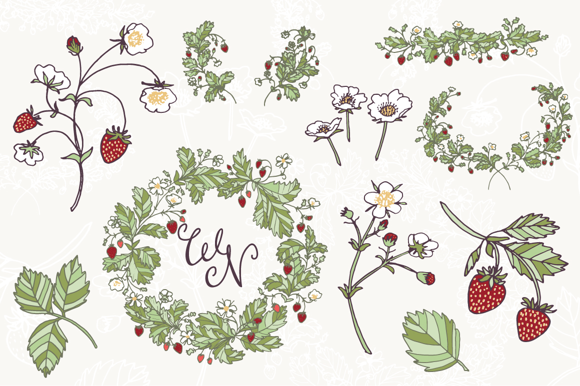 Strawberry Patch Clip Art & Vectors ~ Illustrations on Creative Market