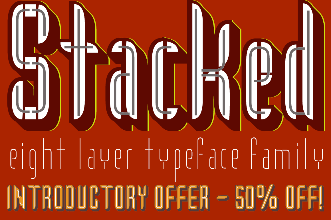 Stacked™ Eight Layer Stacking Type ~ Display Fonts on Creative Market