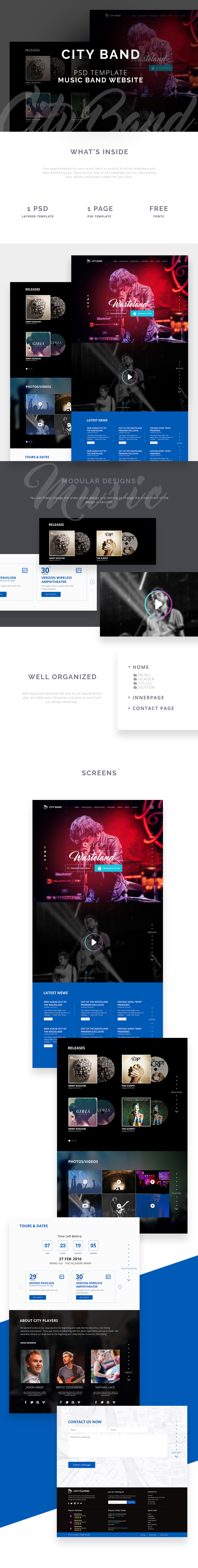 City Band - Music Band OnePage PSD ~ Website Templates on Creative Market