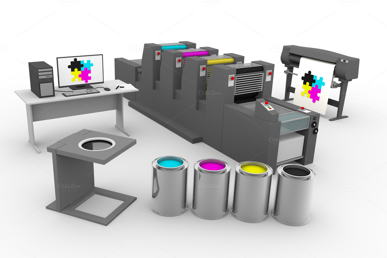CMYK print production process ~ Illustrations on Creative Market