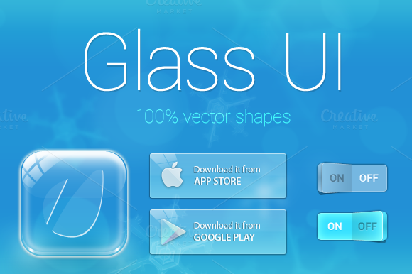 Glass UI Kit ~ Web Elements on Creative Market
