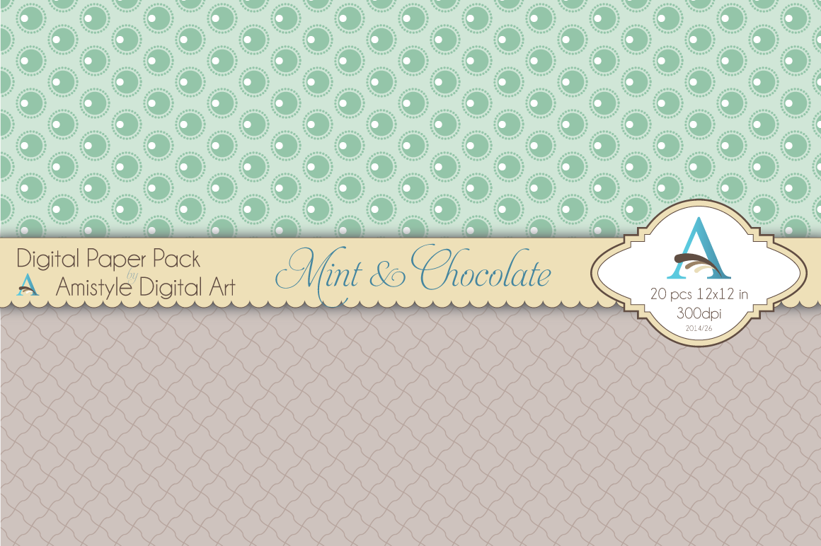 Mint & Chocolate Digital Paper Set ~ Patterns on Creative Market