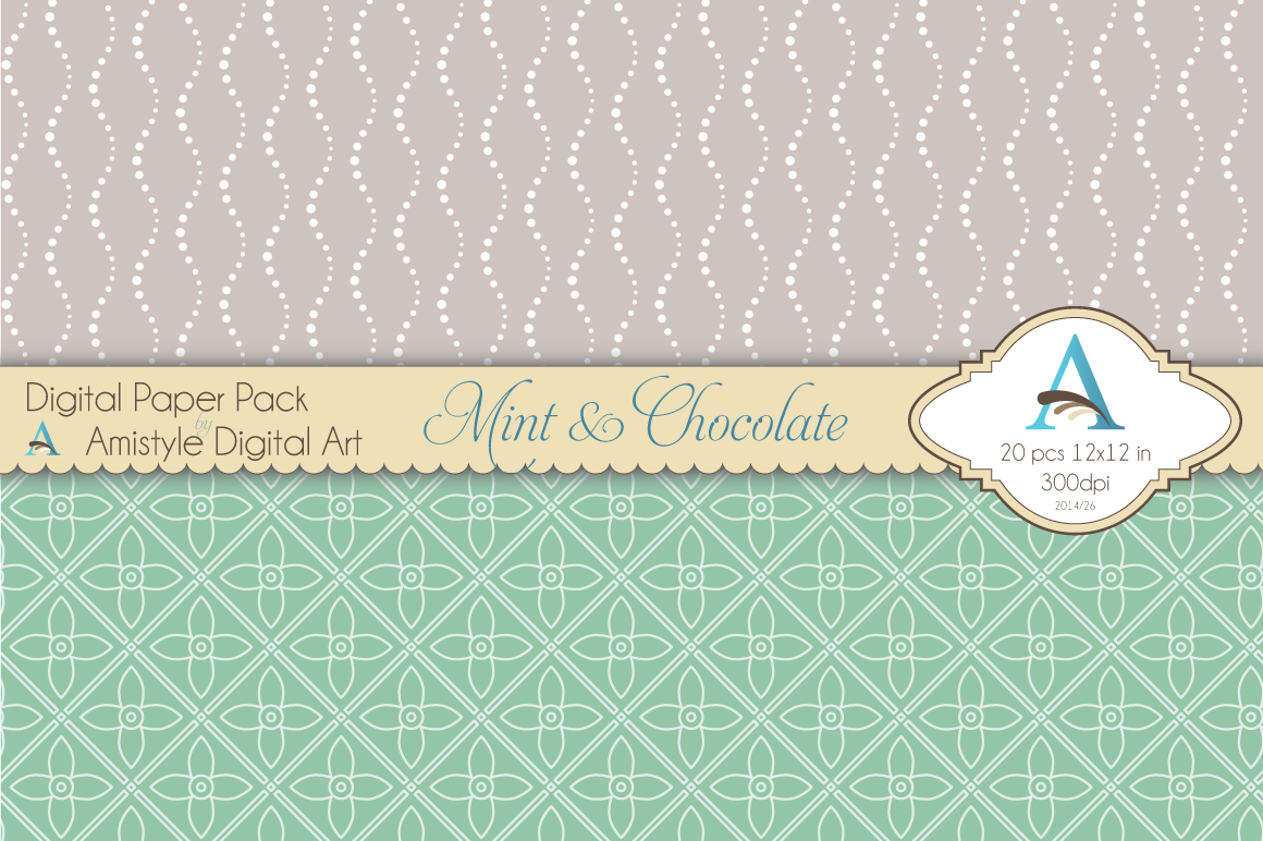 Mint & Chocolate Digital Paper Set ~ Patterns on Creative Market