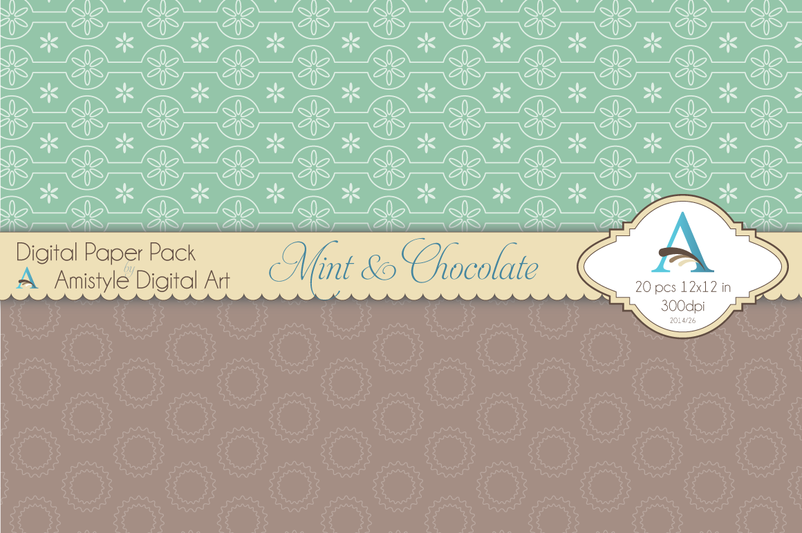 Mint & Chocolate Digital Paper Set ~ Patterns on Creative Market