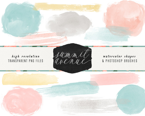 HandPainted Watercolor Brush Strokes ~ Objects on Creative Market
