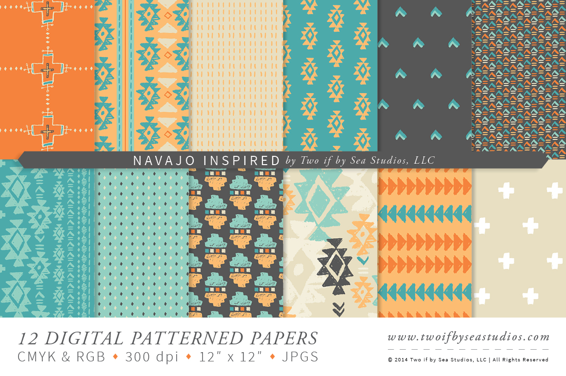 Navajo Inspired – 12 Digital Papers ~ Patterns on Creative Market
