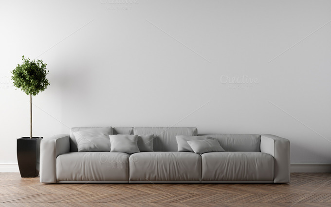 Sofa in empty room ~ Photos on Creative Market