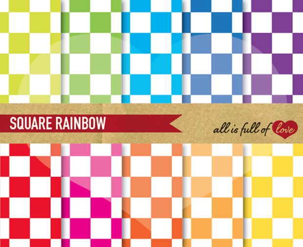 Rainbow Checkered Digital Paper ~ Patterns on Creative Market
