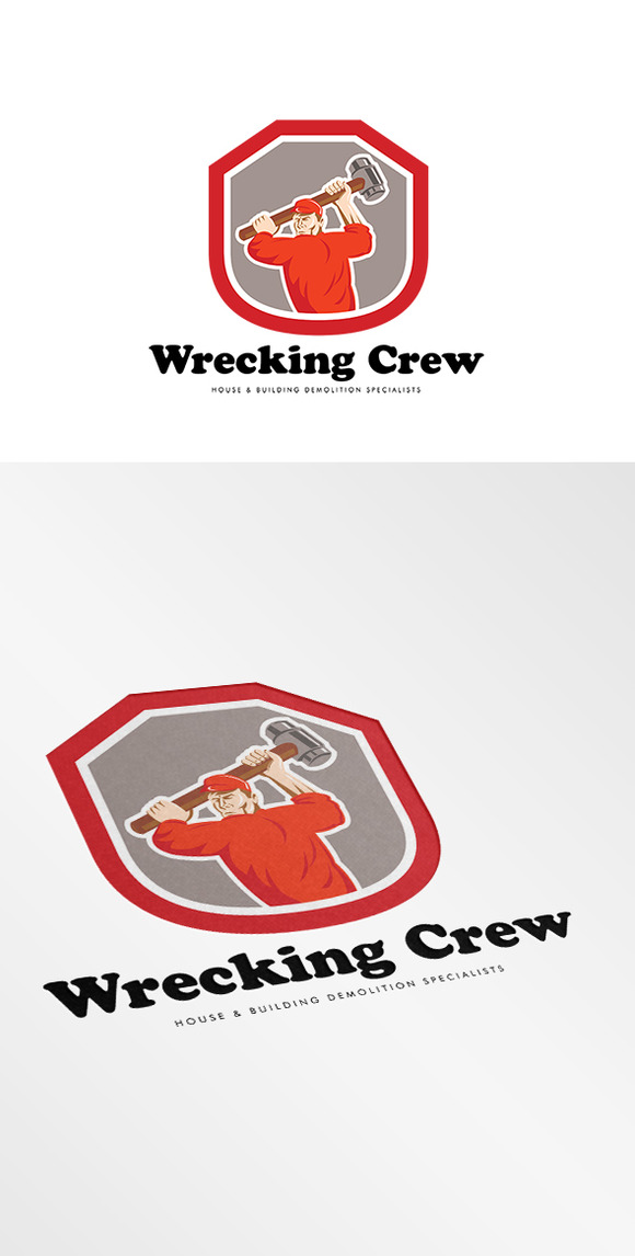 Wrecking Crew Building Demolitions L ~ Logo Templates on Creative Market