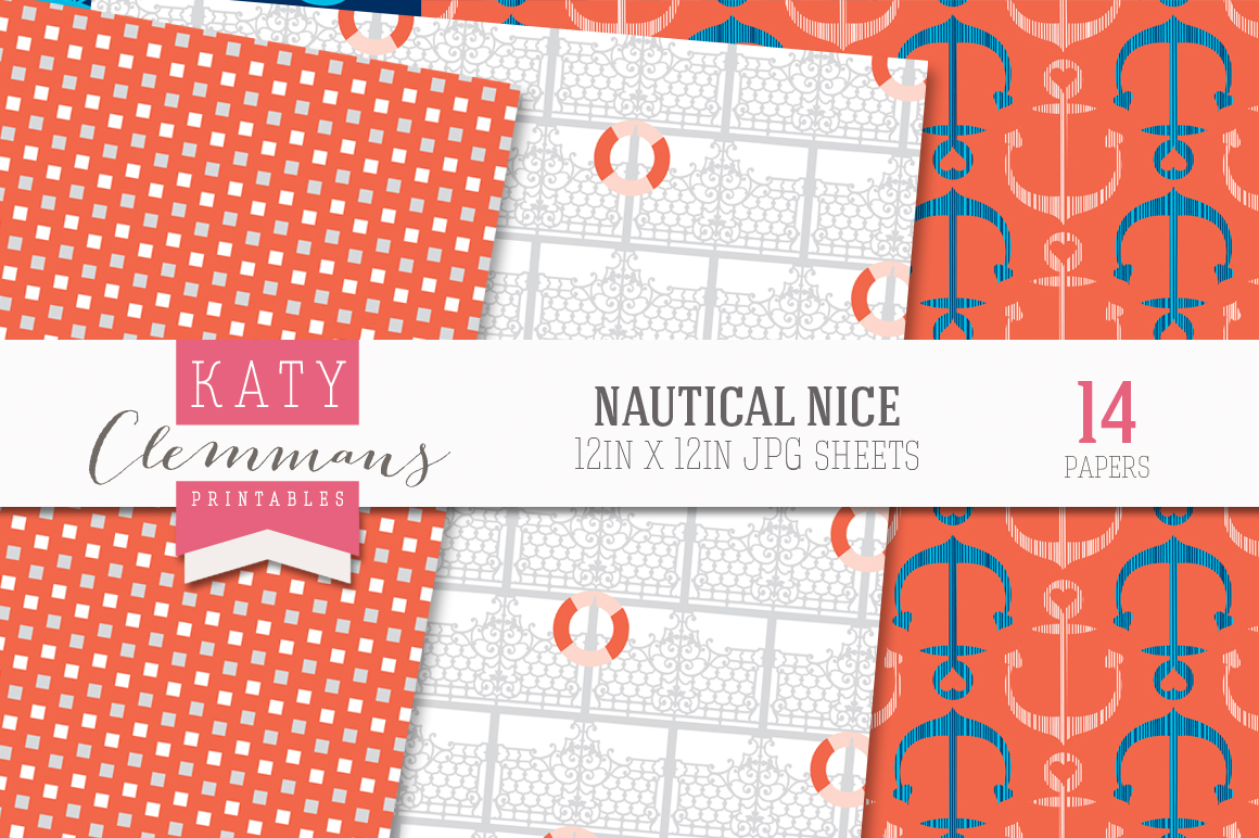 Nautical Nice patterned papers ~ Patterns on Creative Market