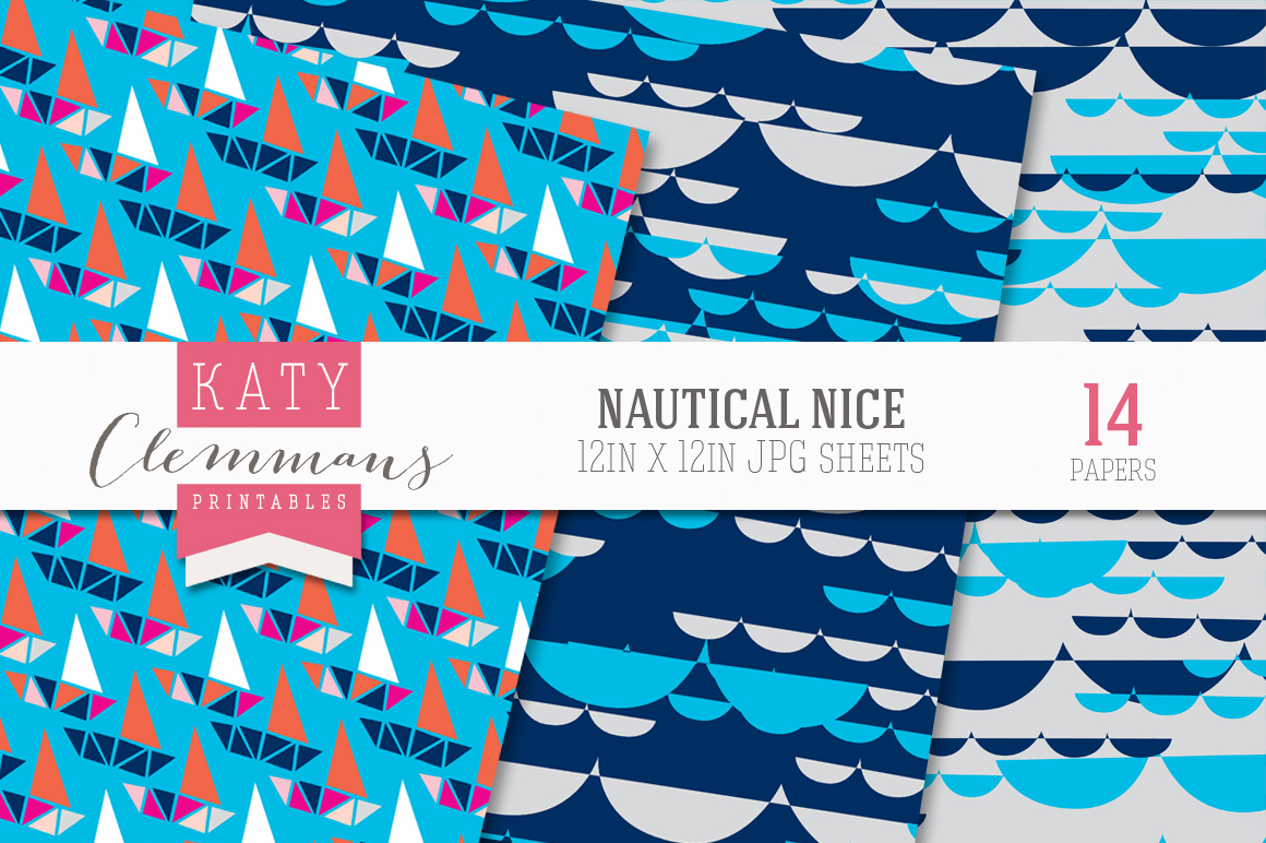 Nautical Nice patterned papers ~ Patterns on Creative Market