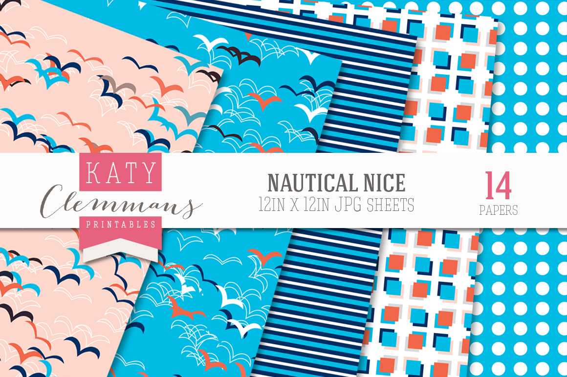 Nautical Nice patterned papers ~ Patterns on Creative Market