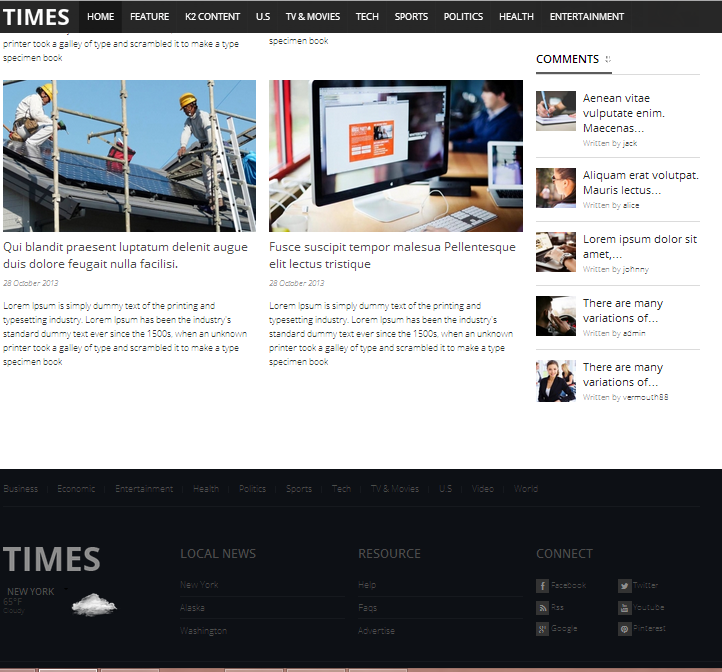 Times - News & Magazine Template ~ Joomla Themes on Creative Market