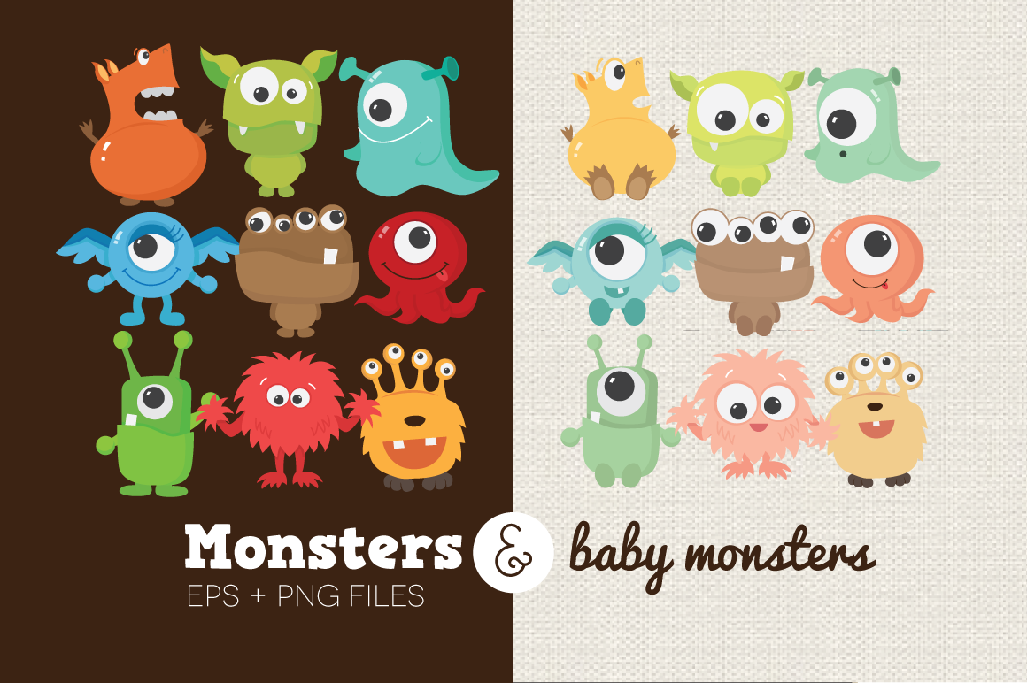 Monsters & Baby Monsters ~ Illustrations on Creative Market