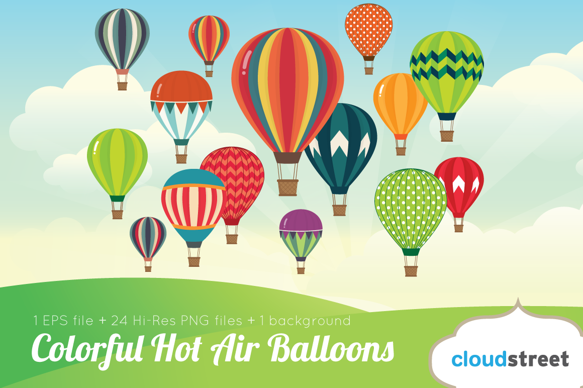 Colorful Hot Air Balloons Clipart ~ Illustrations on Creative Market