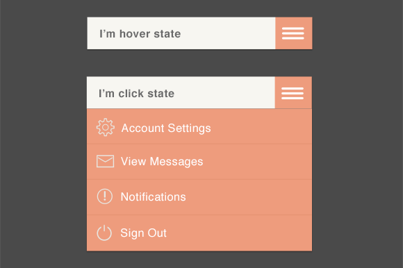 Simple Dropdown Menu UI ~ Templates on Creative Market