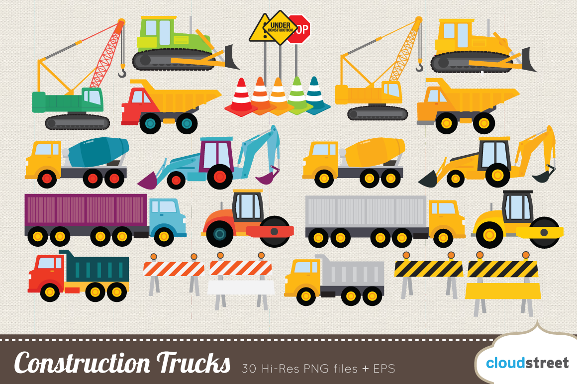 Construction Trucks Clipart ~ Illustrations on Creative Market
