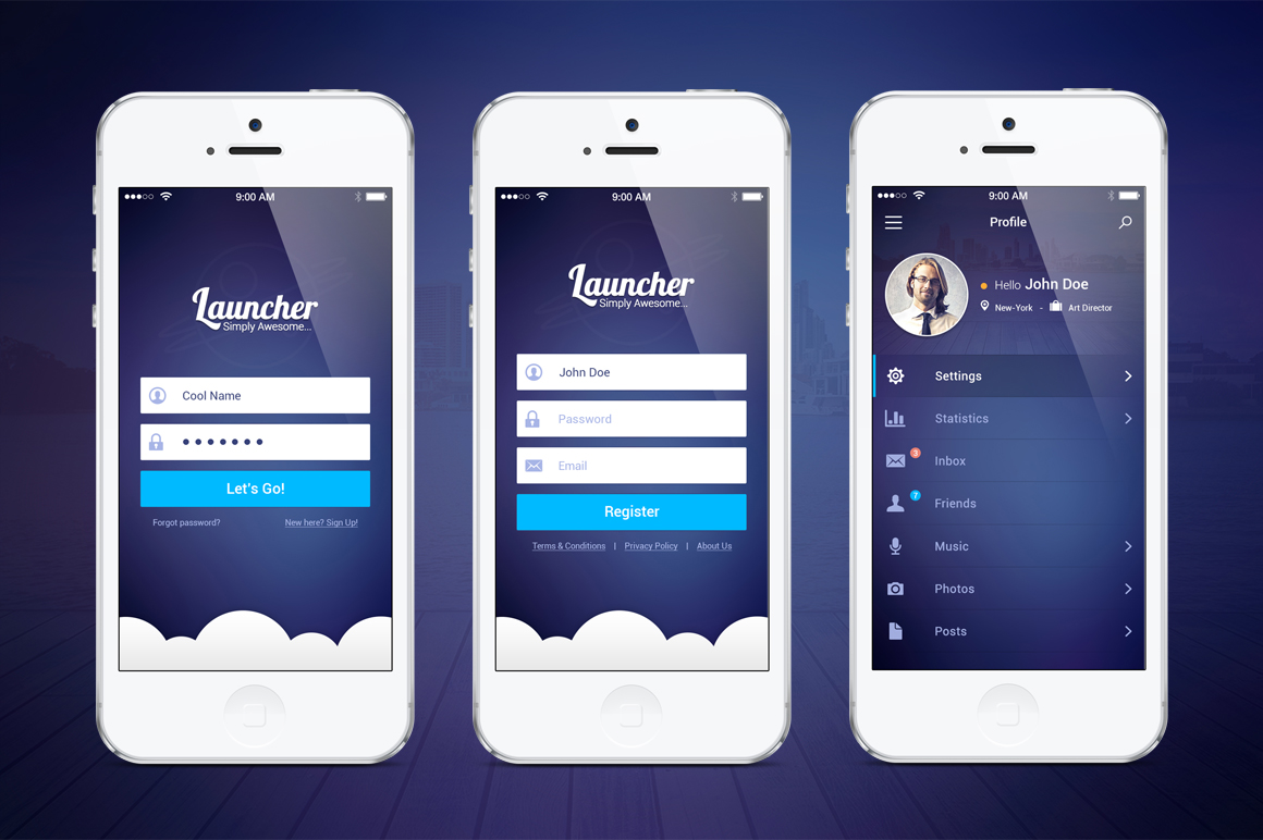 Launcher | Flat Mobile UI ~ Web Elements on Creative Market