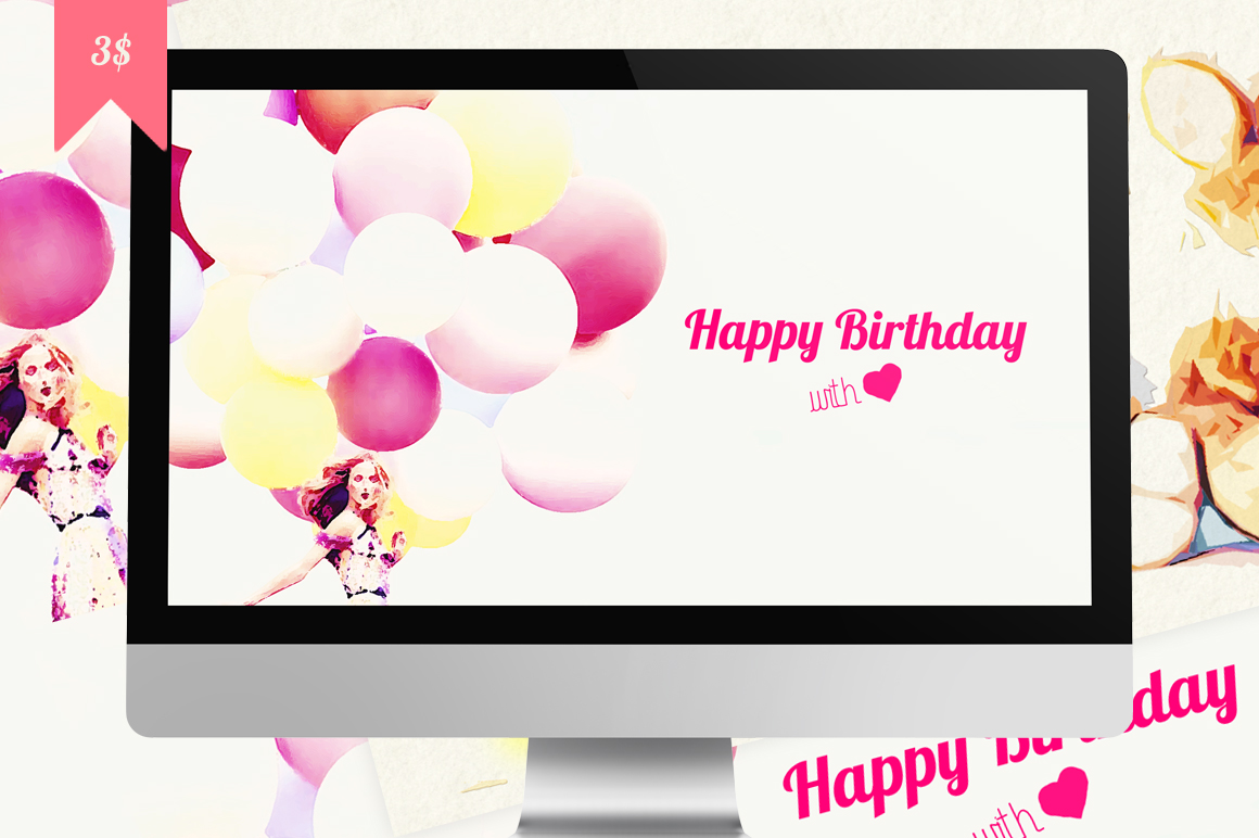 3 High-res Birthday Cards ~ Illustrations on Creative Market