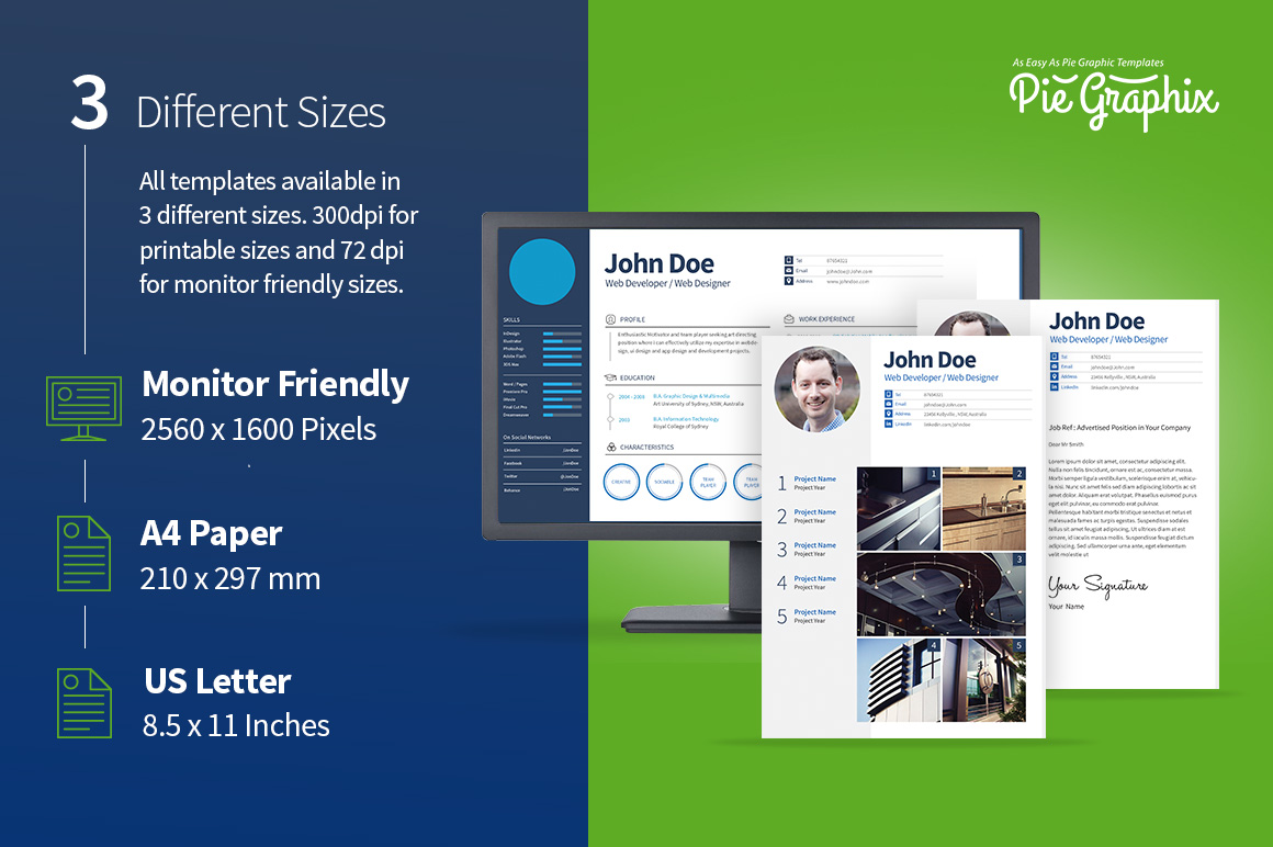 3 in 1 Resume Set (+ Screen Size) ~ Resume Templates on Creative Market