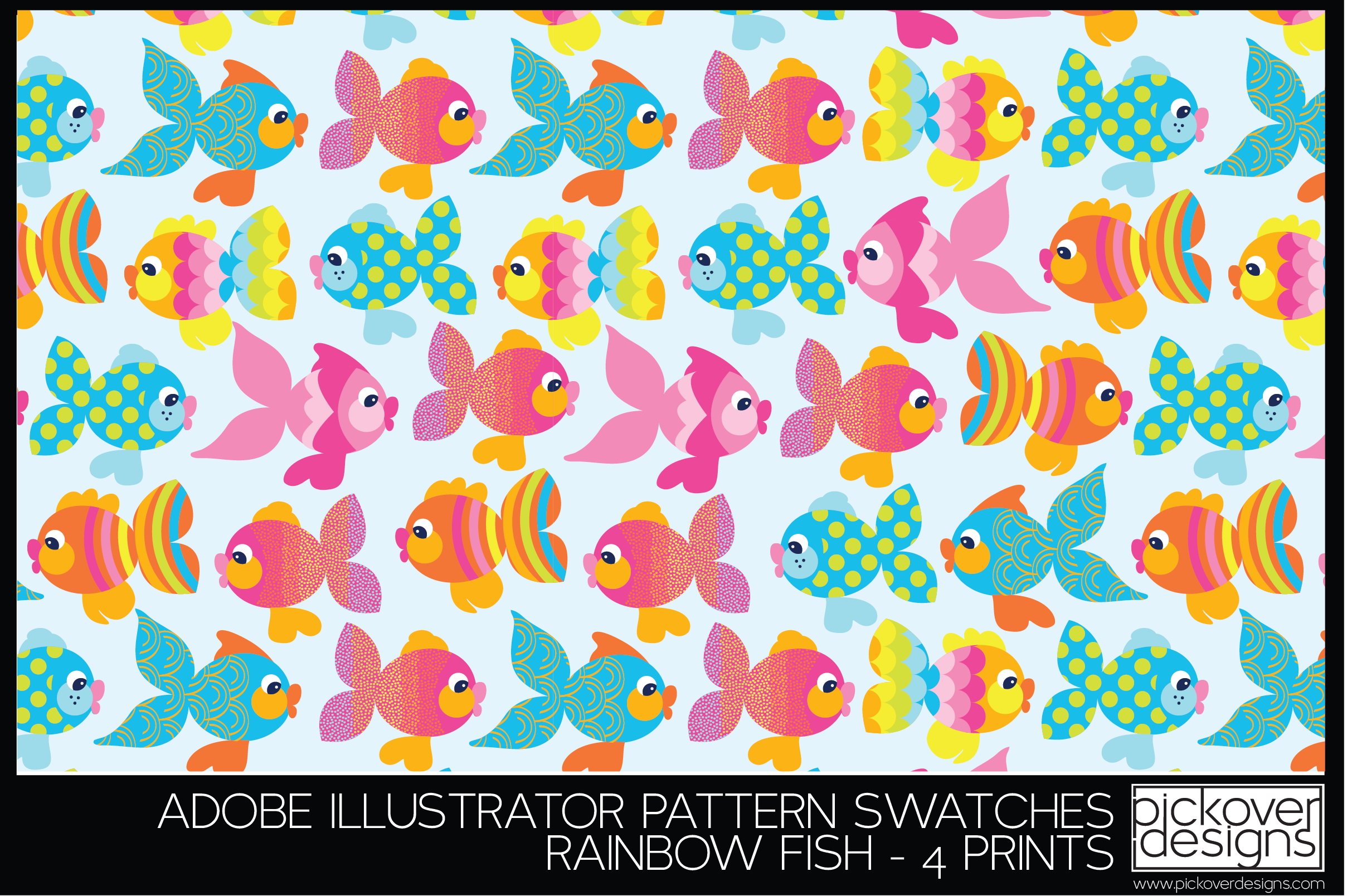 4 Rainbow Fish Print Swatches ~ Patterns on Creative Market