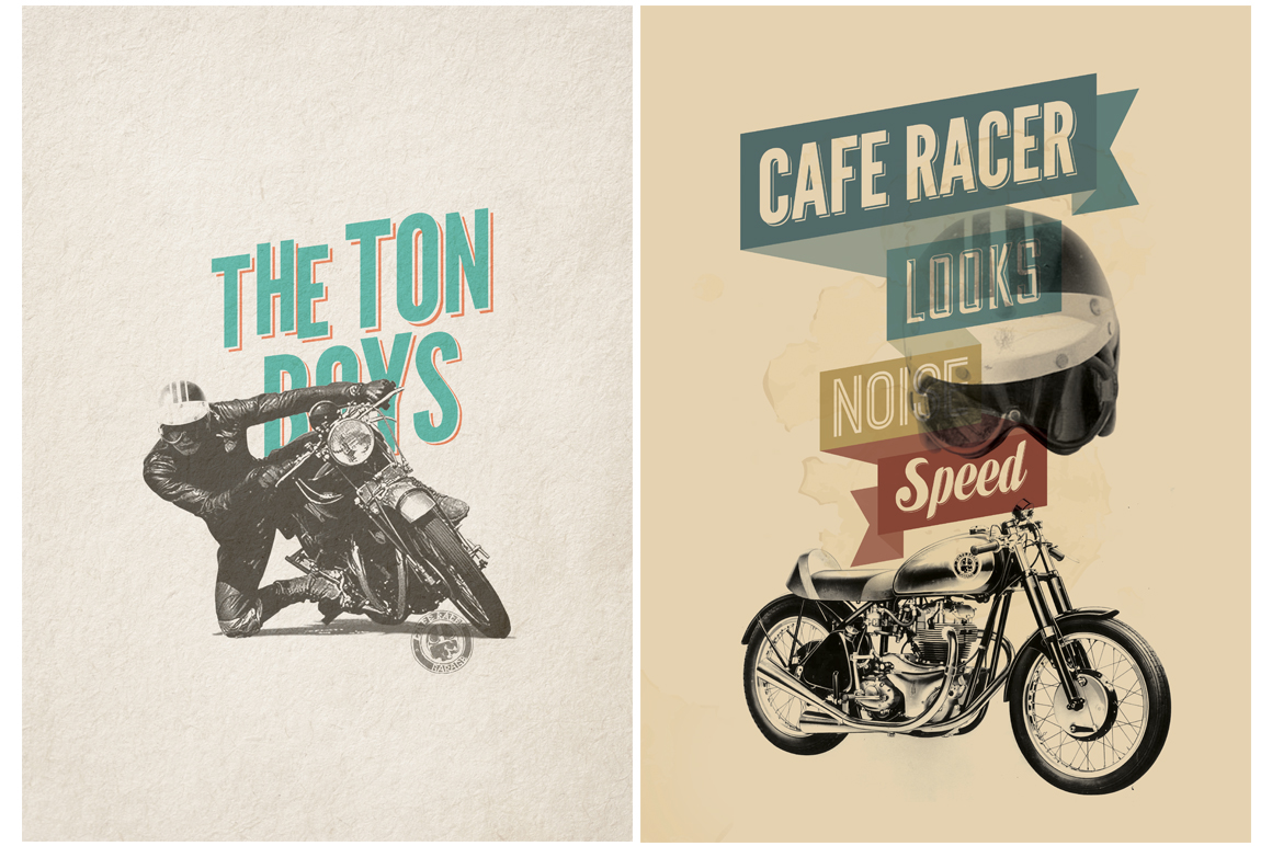 6 vintage motorcycle posters ~ Graphics on Creative Market