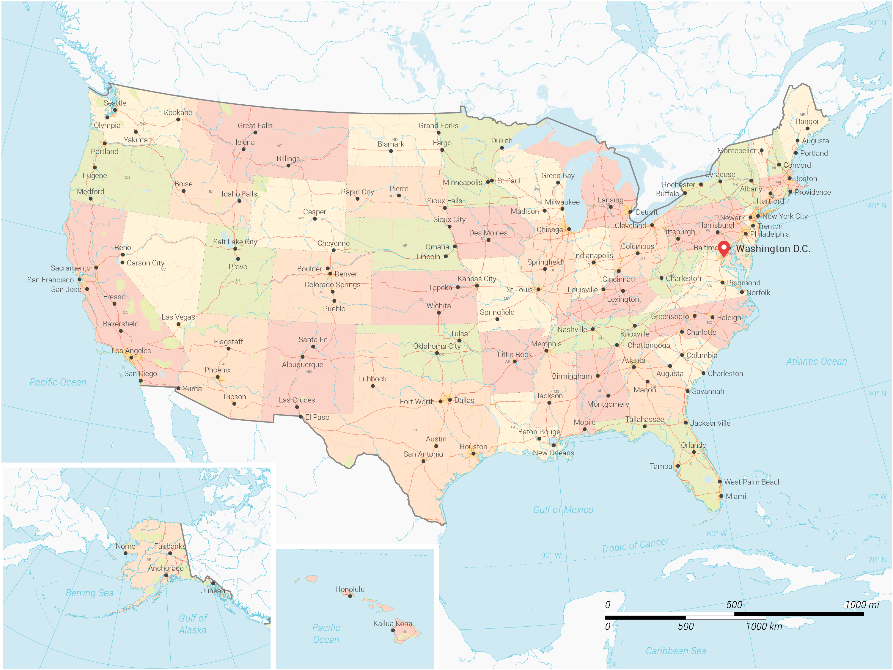 Map United States of America - Color ~ Illustrations on Creative Market