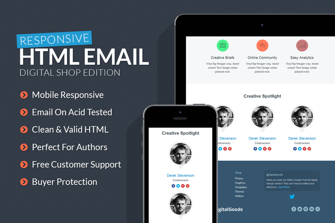 Digital Goods Responsive HTML Email ~ HTML/CSS Themes on Creative Market