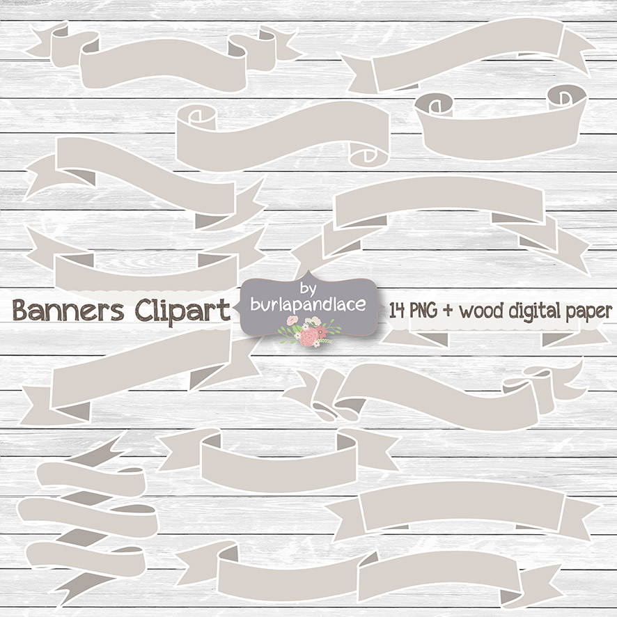 Rustic banner clipart ~ Illustrations on Creative Market