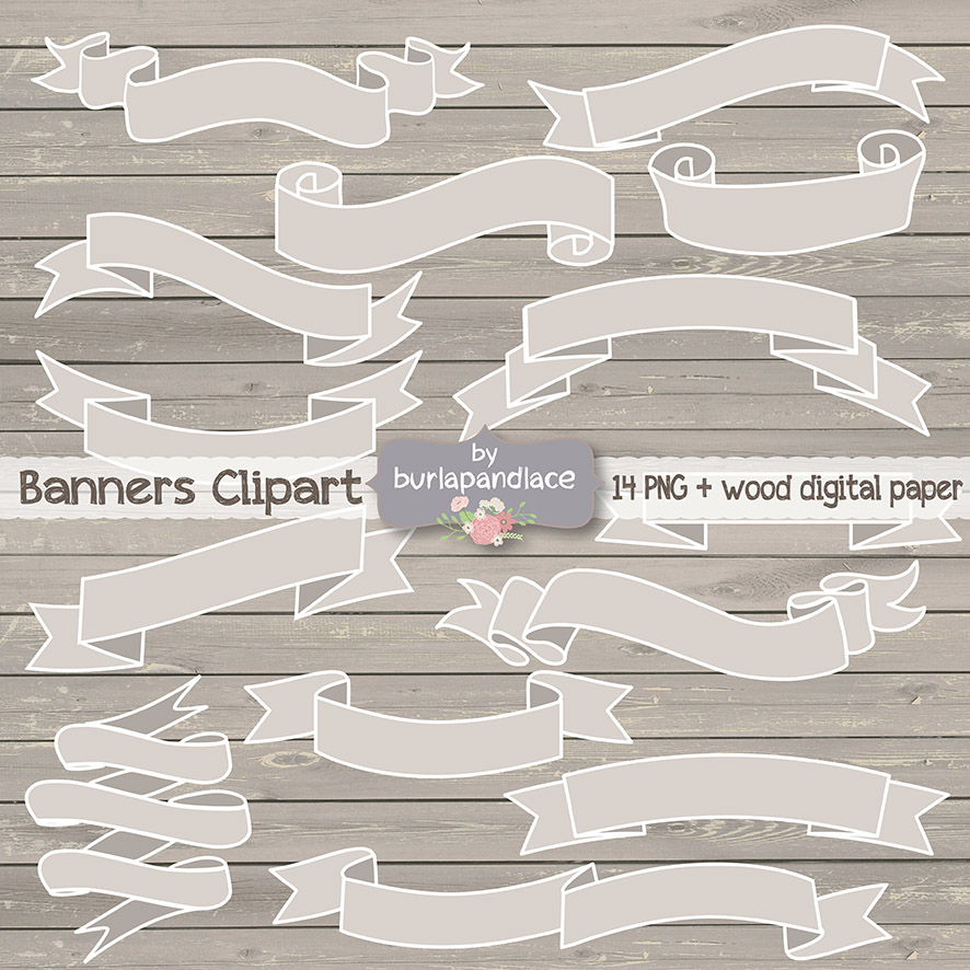 Rustic banner clipart ~ Illustrations on Creative Market
