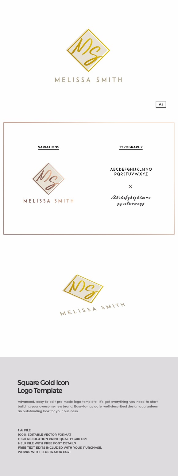 Square Gold Icon Logo Template ~ Logo Templates on Creative Market