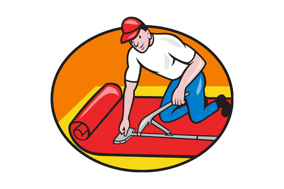Carpet Layer Fitter Worker Cartoon ~ Illustrations on Creative Market