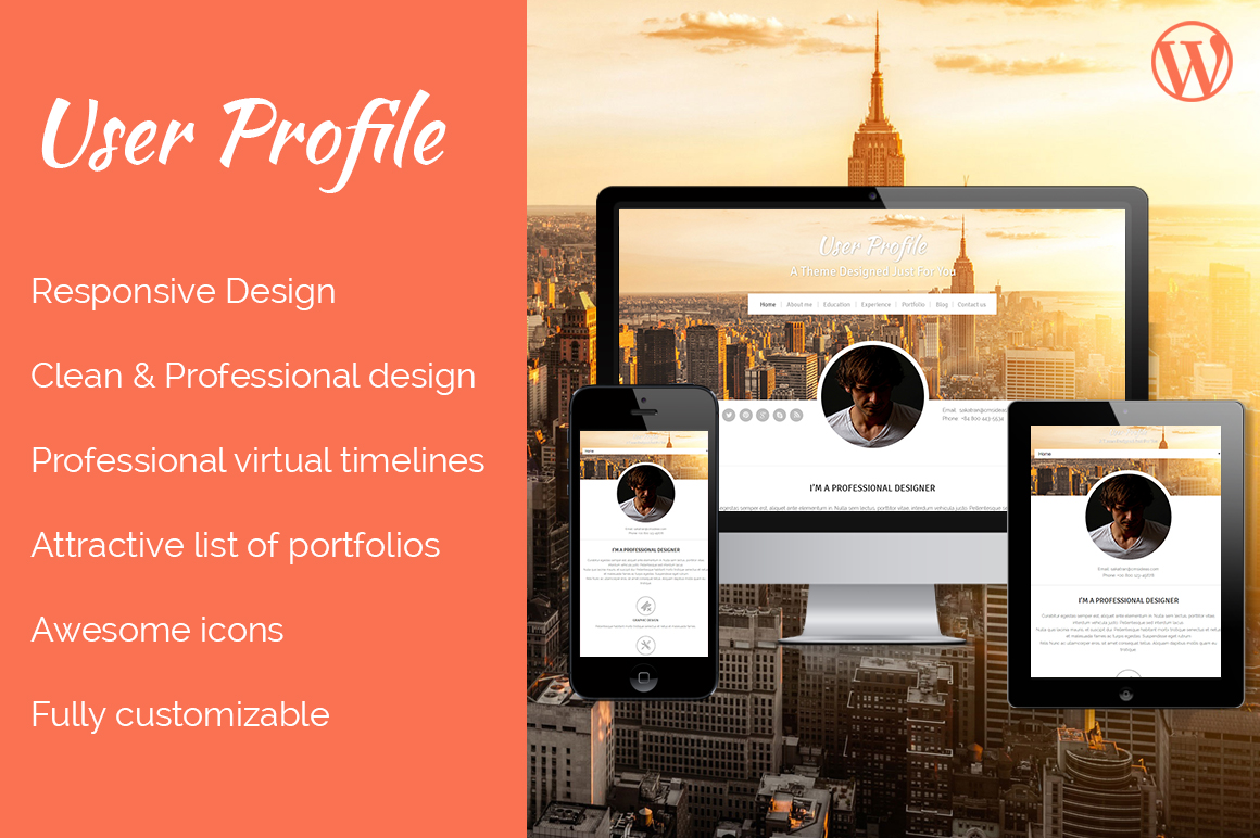 Profile WordPress Theme ~ WordPress Portfolio Themes on Creative Market