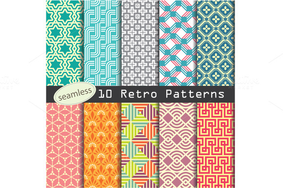 retro pattern set ~ Patterns on Creative Market