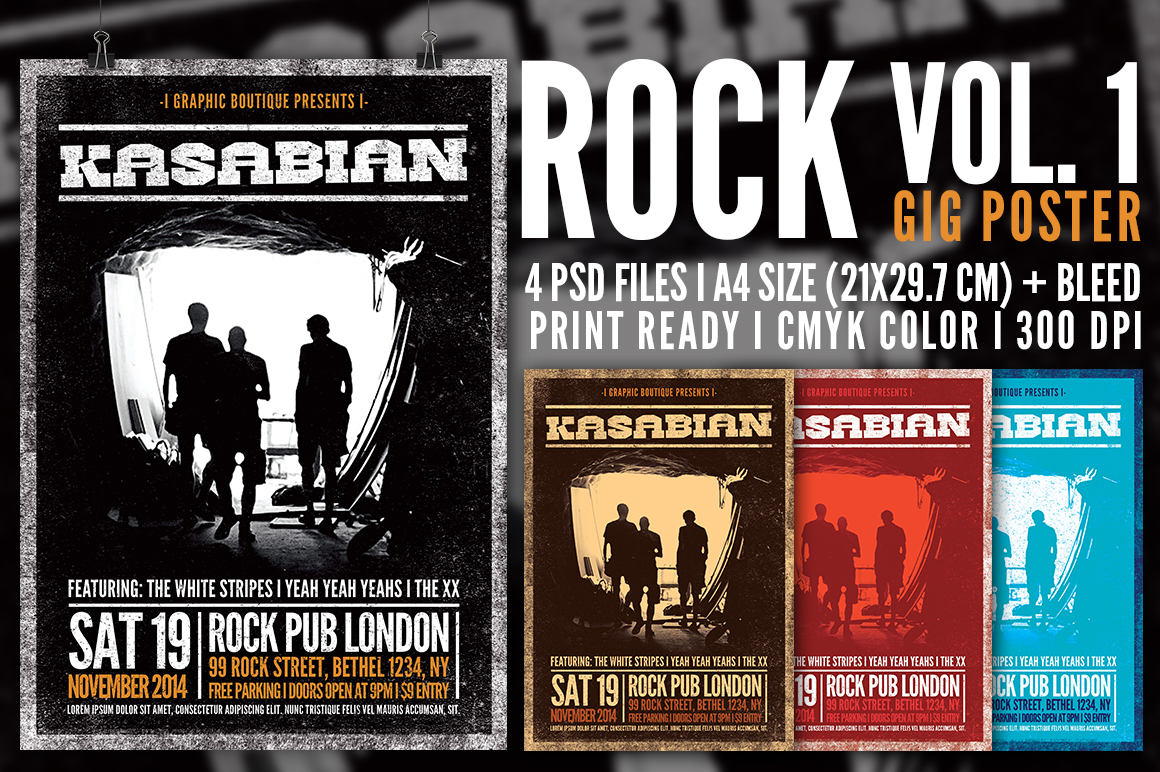 Rock Gig Poster vol. 1 ~ Flyer Templates on Creative Market
