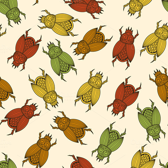 Vector seamless pattern with scarab ~ Patterns on Creative Market