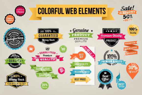 Colorful Web Elements Set ~ Web Elements on Creative Market