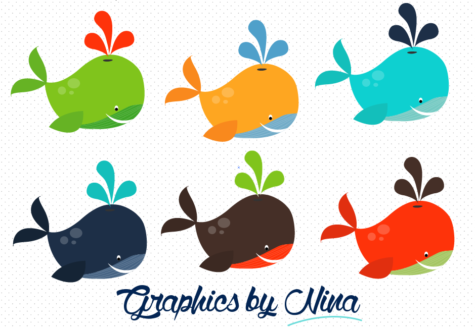 Colorful Whales Clipart/Illustration ~ Illustrations on Creative Market