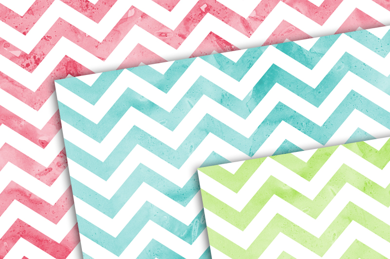 Watercolor Chevron Digital Paper ~ Patterns on Creative Market