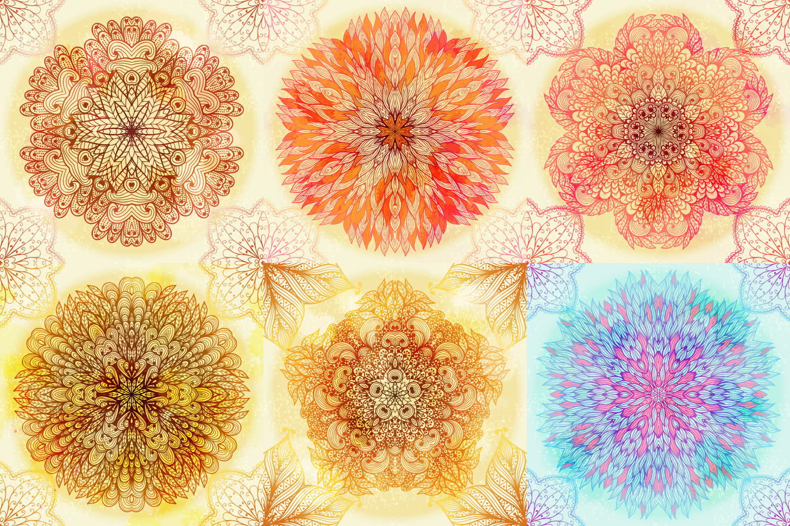 15 Floral Symmetry Patterns. Set #2 ~ Patterns on Creative Market